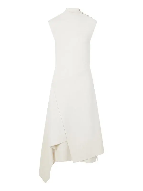 LANVIN Draped Wool-blend Turtleneck Midi Dress - Neutrals