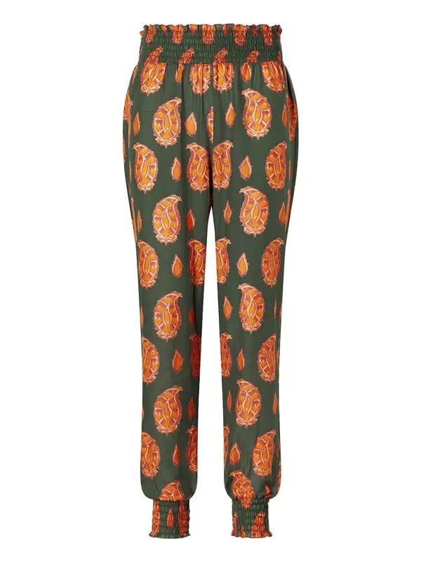 Johanna Ortiz Oasis Of The Rider' Printed Cotton-voile Tapered Pants - Green