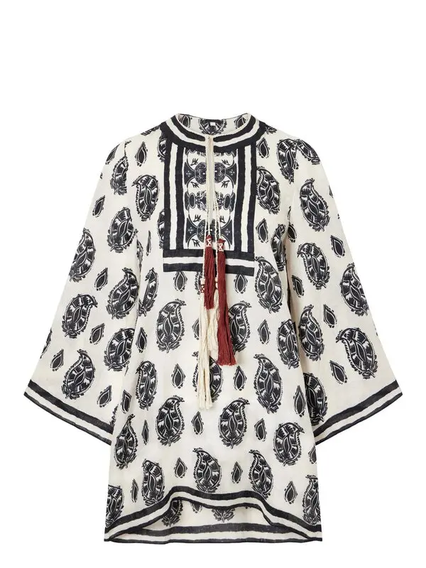 Johanna Ortiz Printed Linen Mini Dress - Neutrals