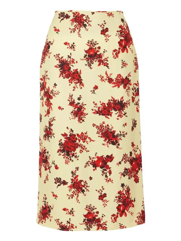 JIL SANDER Floral Print Satin Midi Skirt - Yellow