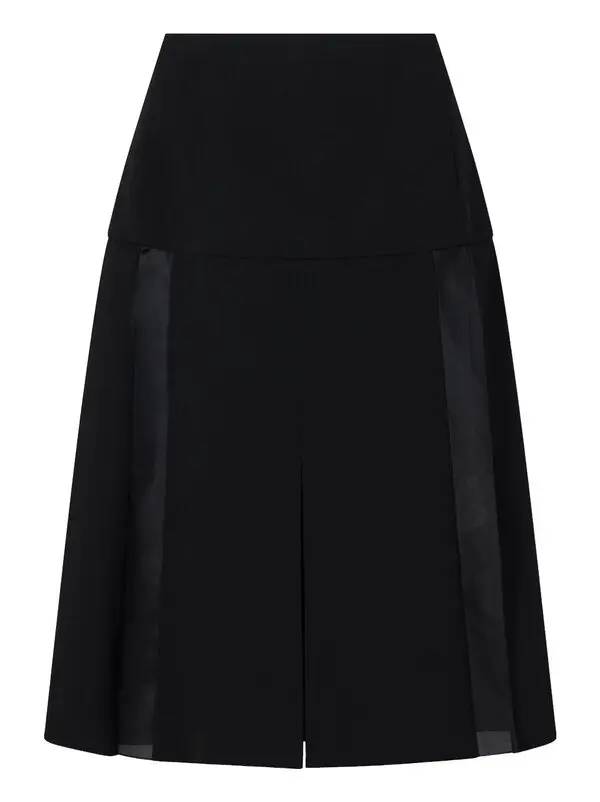 JIL SANDER Midi Skirt With Satin Inserts - Black