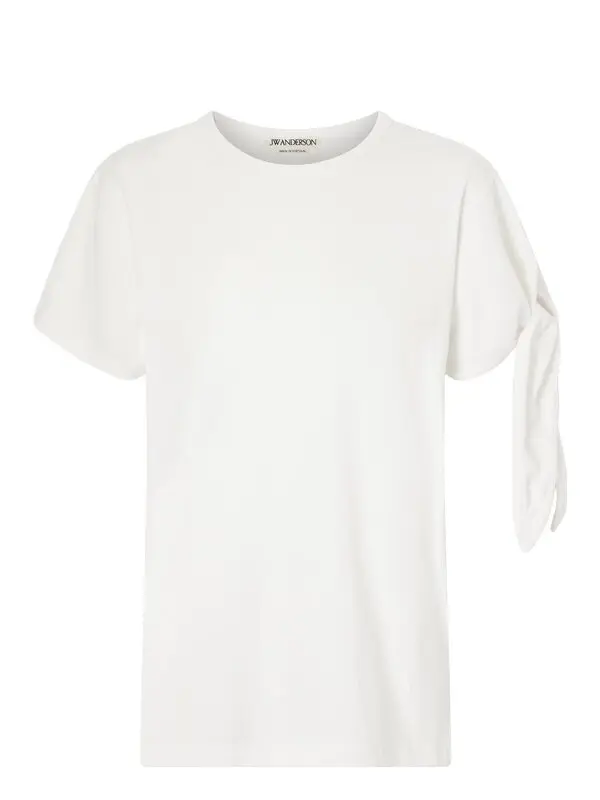 JW Anderson Tie-detailed Cotton T-shirt - White