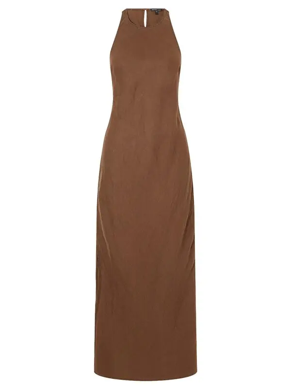 JAMES PERSE Linen Halterneck Maxi Dress - Brown