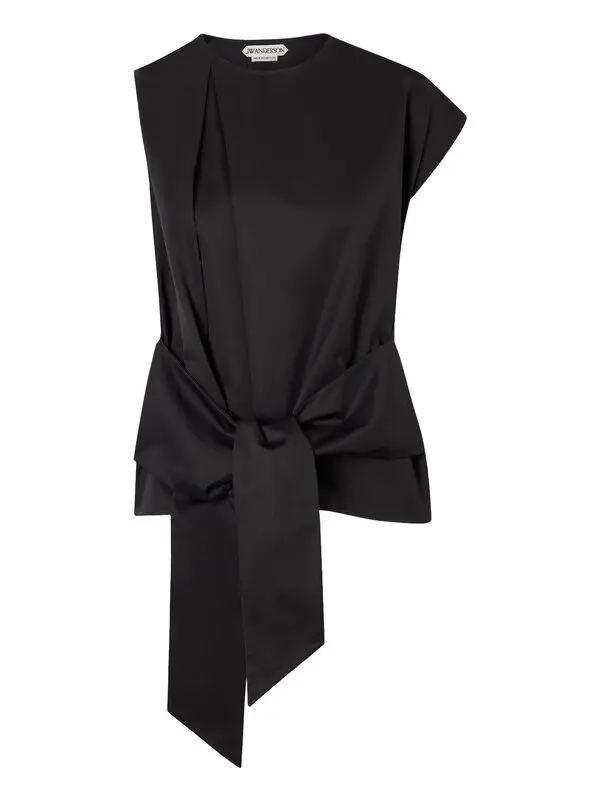 JW Anderson Cotton Top With Oversized Bow Detail - Black