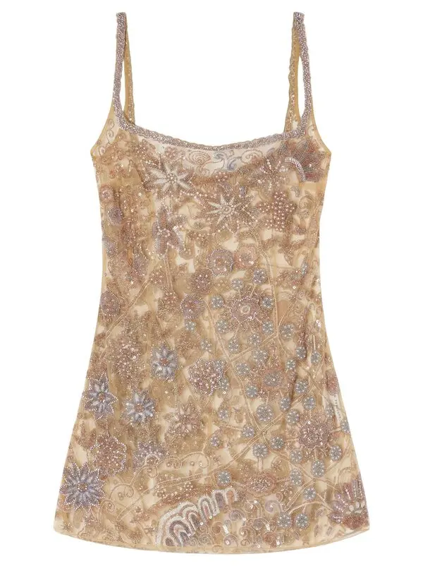 CLIO PEPPIATT Soléa Embellished Mesh Mini Dress - Pink
