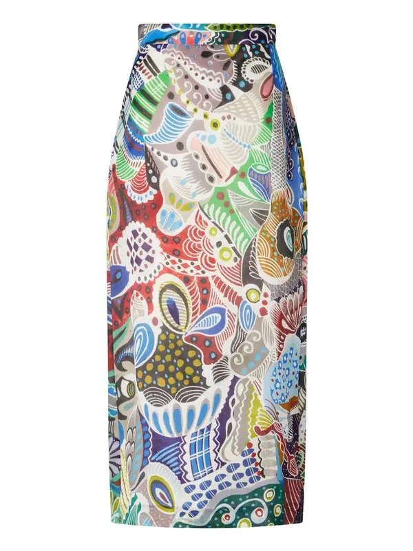 HEIRLOME Irene Printed Silk-organza Midi Skirt - Blue