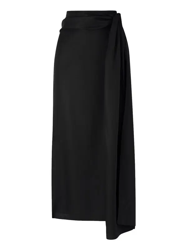 HEIRLOME Helena Silk-twill Midi Skirt - Black