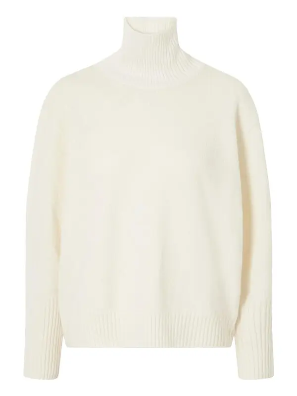COURREGES Logo Embroidered Ribbed Knit Wool Sweater - Neutrals