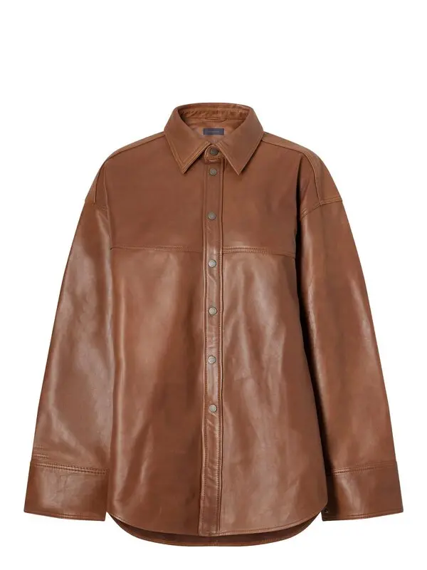 HAIKURE Victoria Leather Shirt - Brown