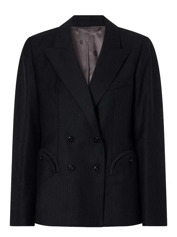 BLAZÉ MILANO Charmer Pinstriped Wool Blazer - Black