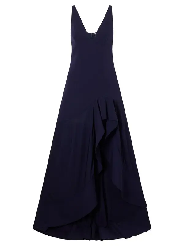 Stella McCartney Asymmetrical Ruffled Crepe Maxi Dress - Blue