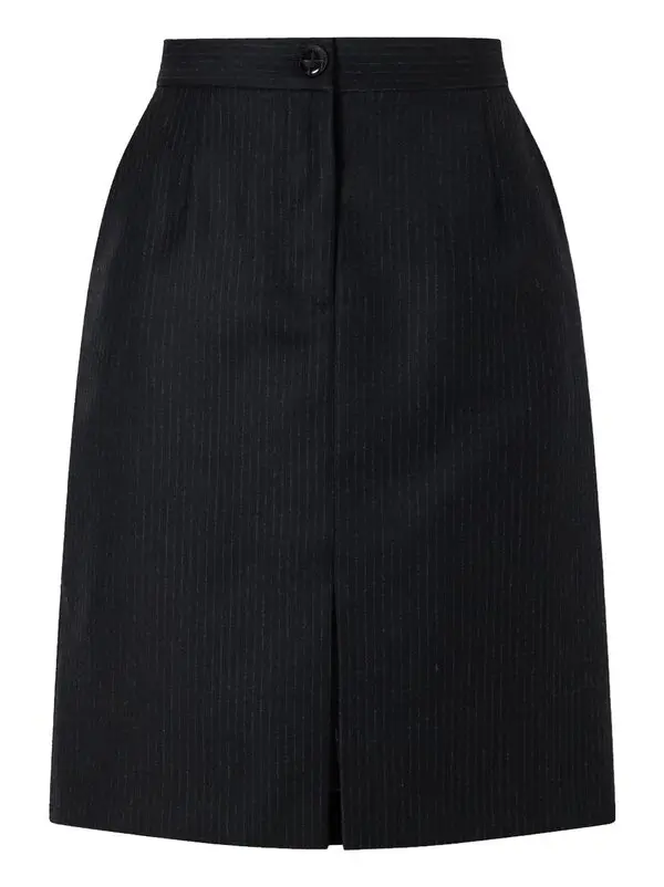BLAZÉ MILANO Popeye Pinstriped Wool Knee-length Skirt - Black