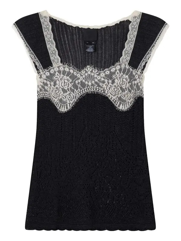 Anna Sui Lace-trimmed Jersey Cami - Black