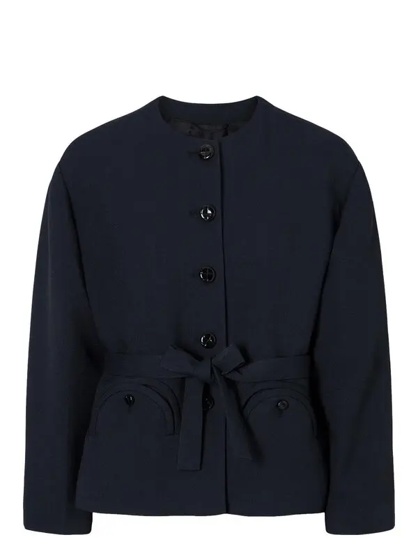 BLAZÉ MILANO Dales Crepe Belted Jacket - Blue