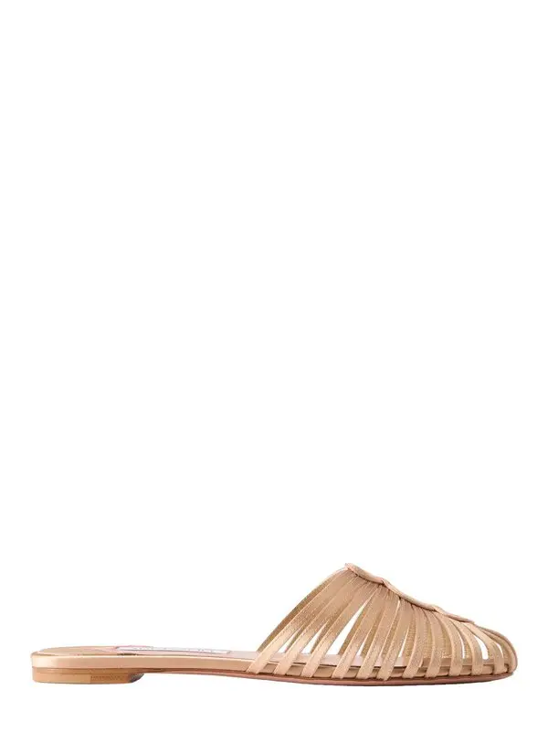 AQUAZZURA Sweet Surrender Satin Mules - Neutrals