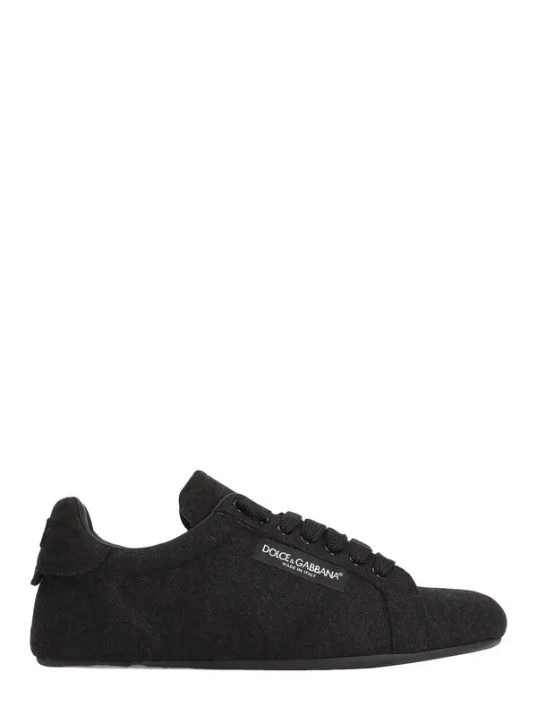 Dolce & Gabbana Split Leather Portofino Soft Sneakers - Black