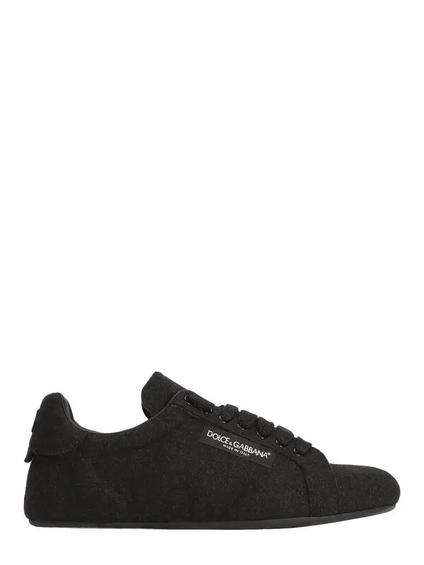 Dolce & Gabbana Split Leather Portofino Soft Sneakers - Black