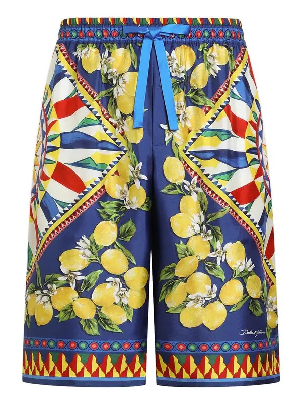 Dolce & Gabbana Carretto-print Silk Twill Bermuda Shorts - Multicolor
