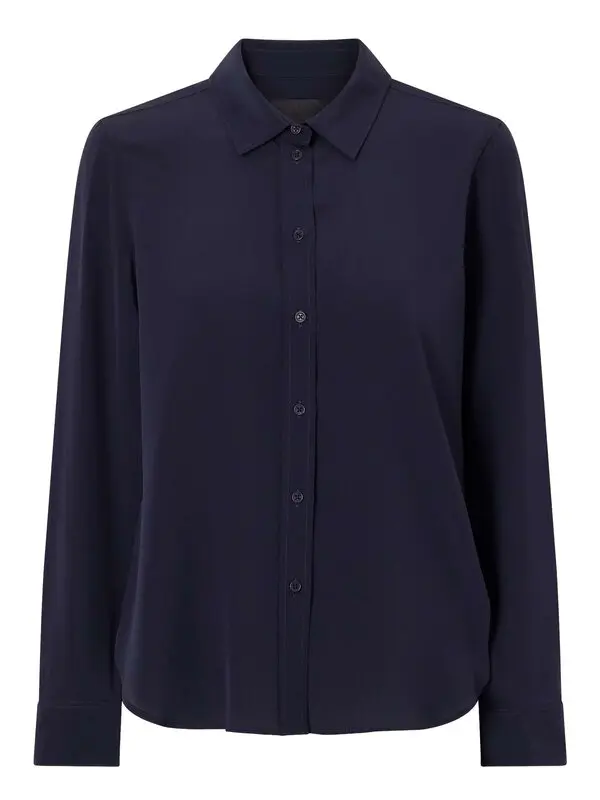 NILI LOTAN Gaia Silk Crepe De Chine Shirt - Navy