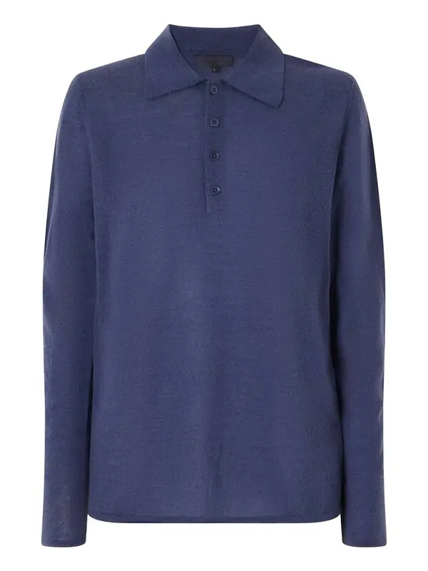 Tibi Wool-blend Knit Polo Sweater - Blue