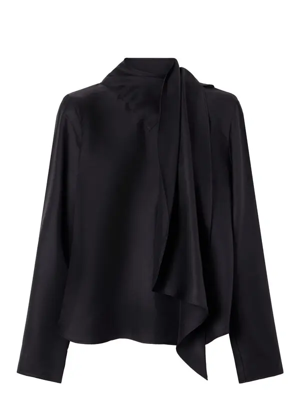 Loulou De Saison Gala Scarf-detail Silk Blouse - Black