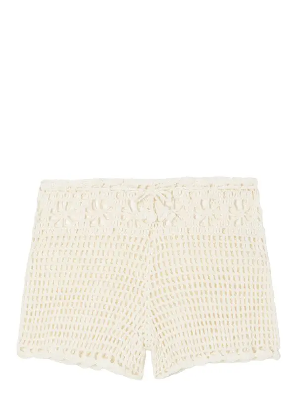 TERRY PUESTO Lido Crocheted Organic Cotton Shorts - Cream