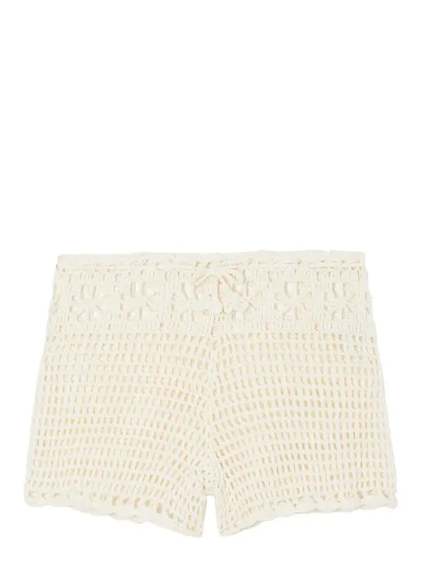 TERRY PUESTO Lido Crocheted Organic Cotton Shorts - Neutrals