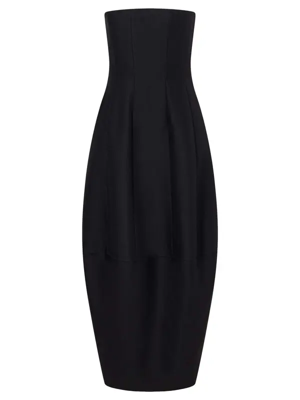 Khaite Stela Wool And Silk-blend Midi Dress - Black