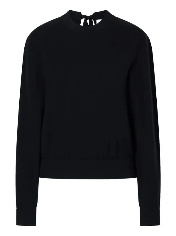 LANVIN Bow-detailed Wool-blend Cardigan - Black