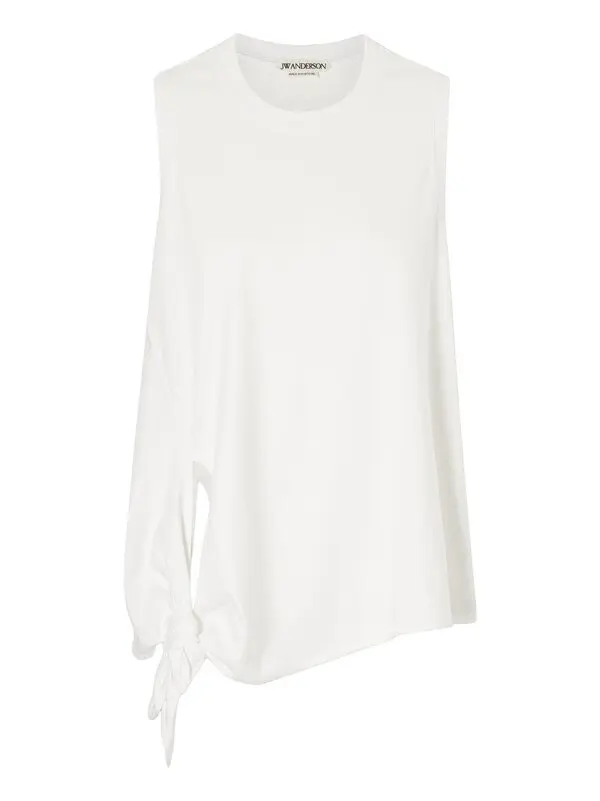 JW Anderson Knotted Logo-embroidered Cotton-jersey Tank - White