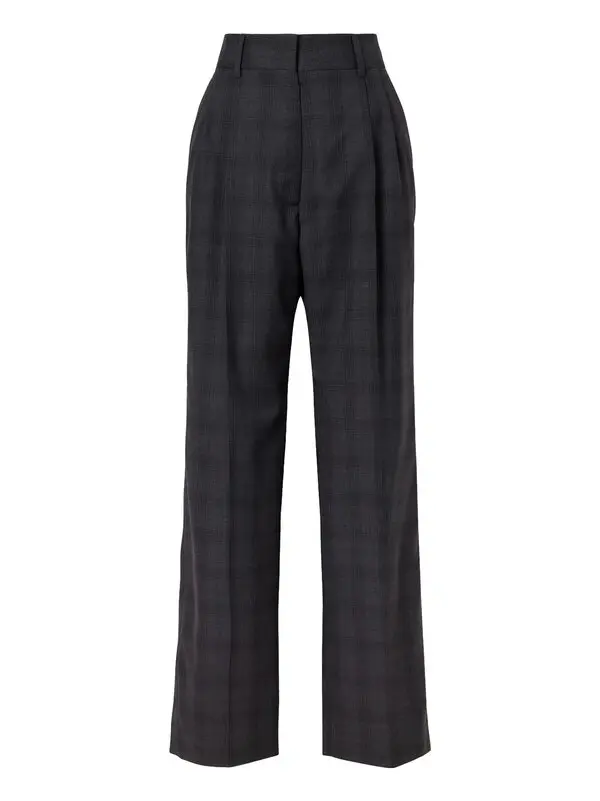 BLAZÉ MILANO Fox Checked Wool Straight-leg Pants - Gray