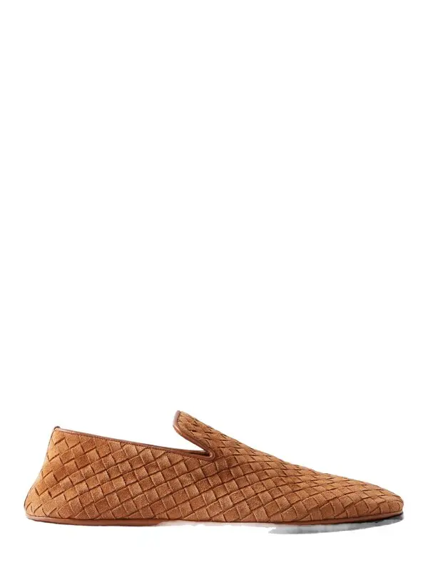 Bottega Veneta Palazzo Intrecciato Suede Loafers - Brown