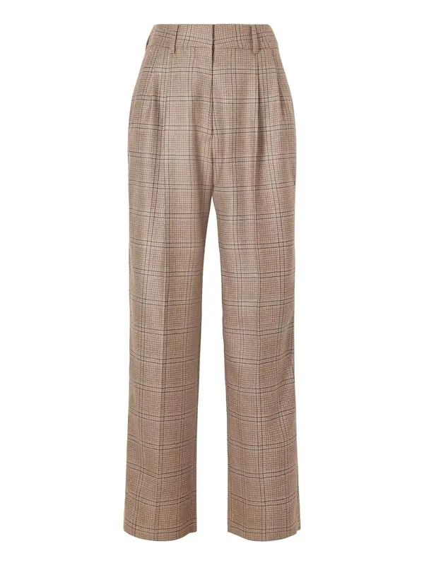 BLAZÉ MILANO Checked Wool Trousers - Beige