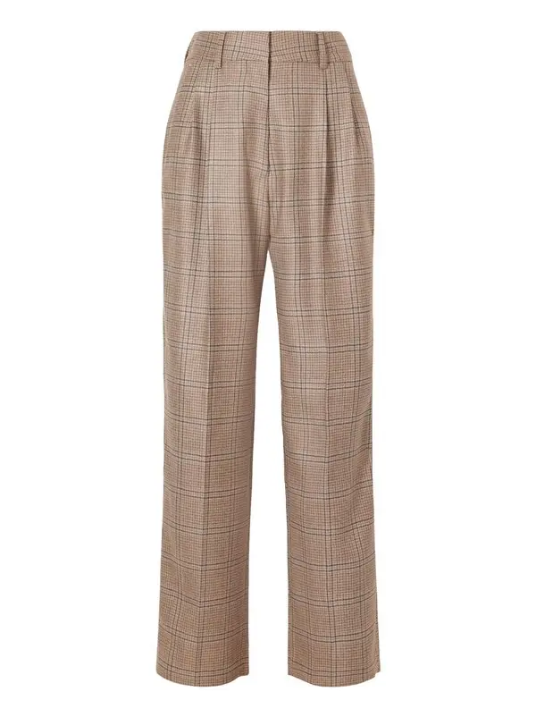 BLAZÉ MILANO Fox Checked Wool Pants - Neutrals