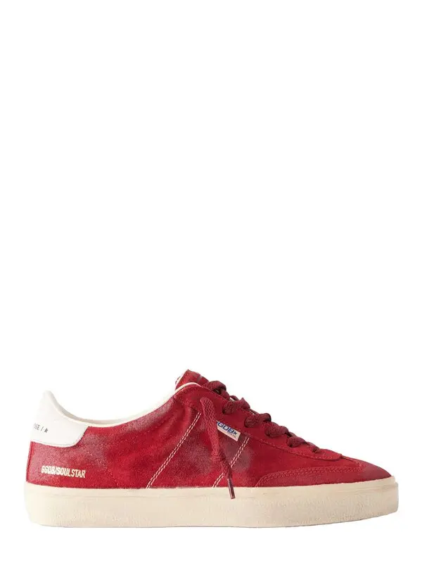 GOLDEN GOOSE Soul-star Leather-trimmed Suede Sneakers - Red