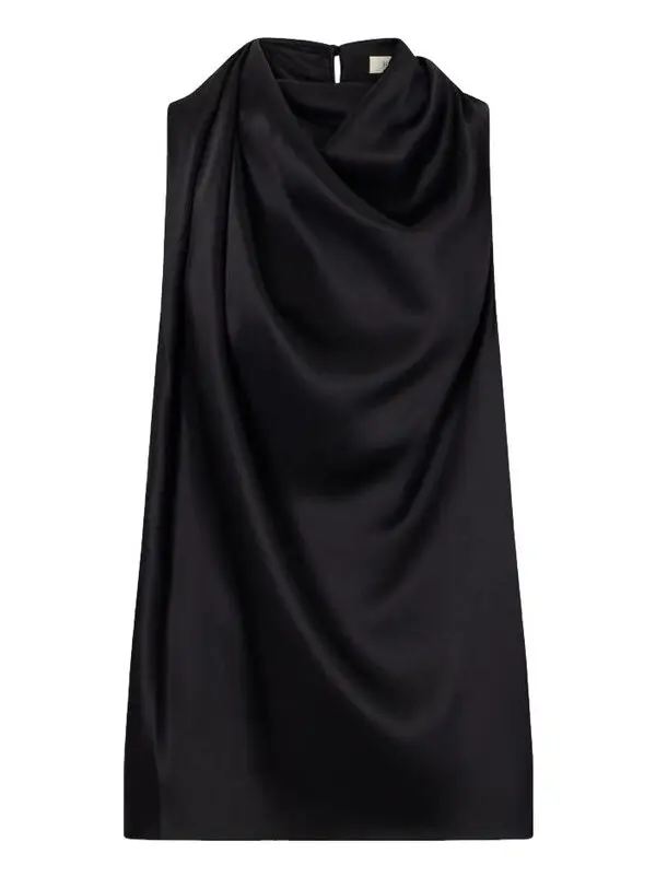 HEIRLOME Kate' Draped Silk Satin Top - Black