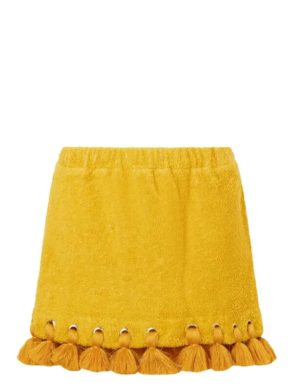 Cap D'antibes Cap D’antibes Georgia Embellished Organic Cotton-terry Mini Skirt - Yellow
