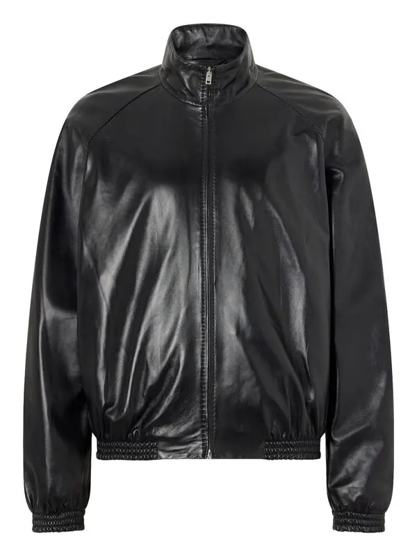 Acne Studios Lokot Leather Bomber Jacket - Black
