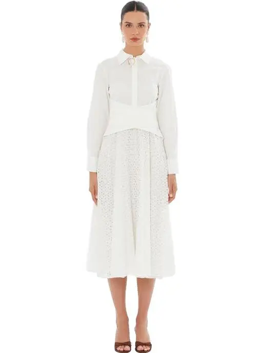 GIZIA Ecru Collared Maxi Dress - Ivory