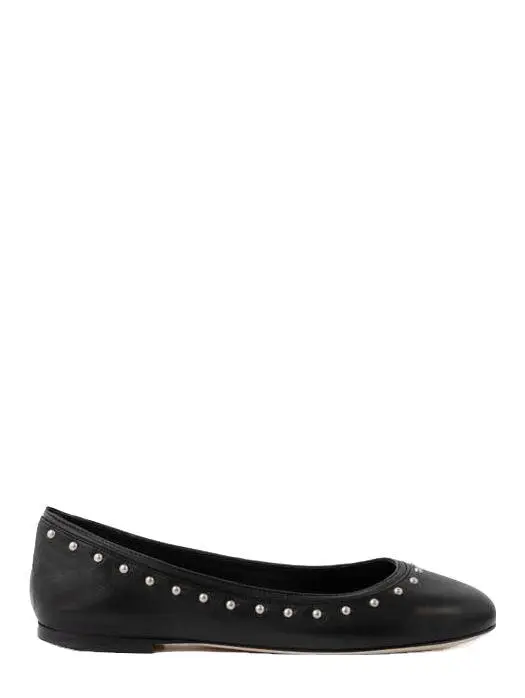 ELIZEE Gemma Flat Studded Ballerina Flats - Black/studs