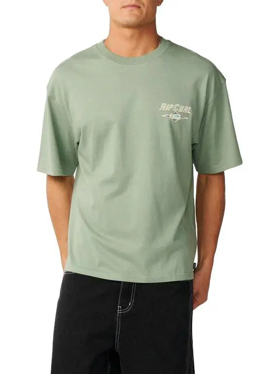 Rip Curl Heritage Icon Oversize Cotton Graphic T-shirt - Sage