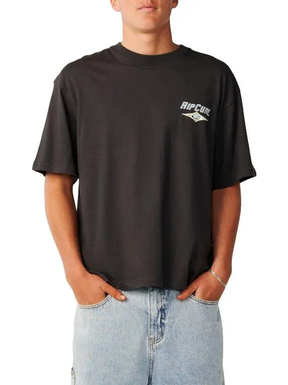 Rip Curl Heritage Icon Oversize Cotton Graphic T-shirt - Washed Black