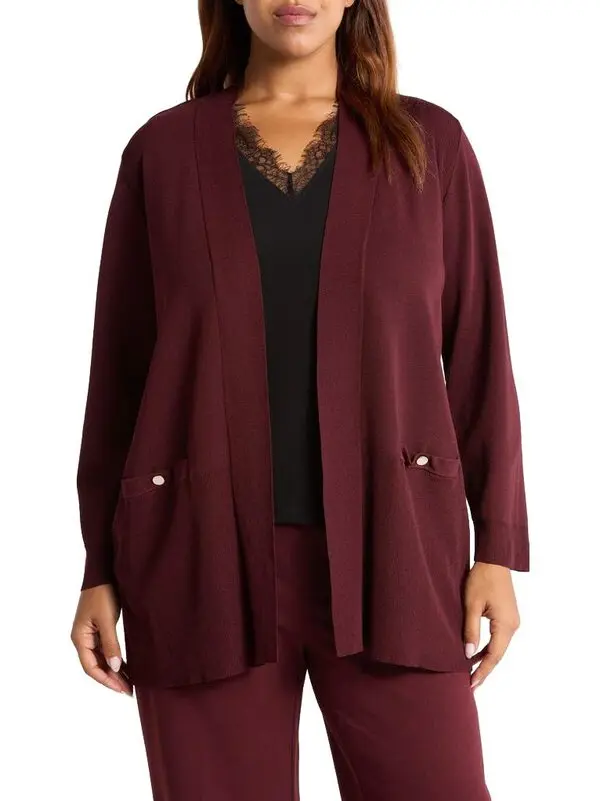 Anne Klein Open Front Longline Cardigan - Barolo