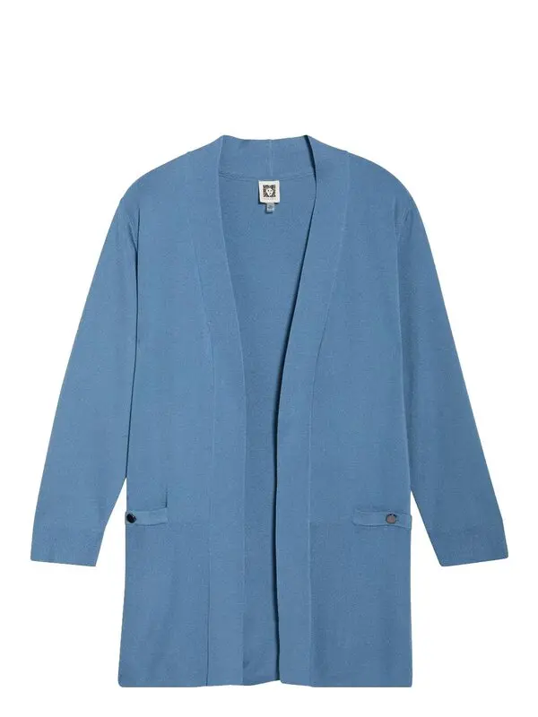 Anne Klein Pocket Open Front Cardigan - Dutch Blue