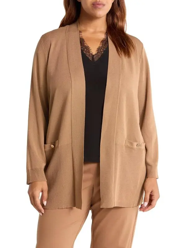 Anne Klein Open Front Longline Cardigan - Vicuna