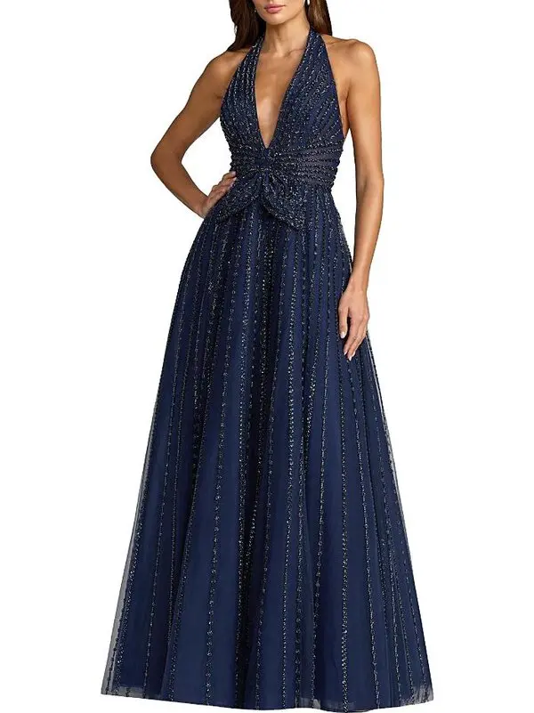 Mac Duggal Embellished Halterneck Gown - Midnight