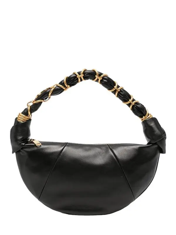 Saint Laurent Smooth Leather Knot Detail Tote Bag - Black