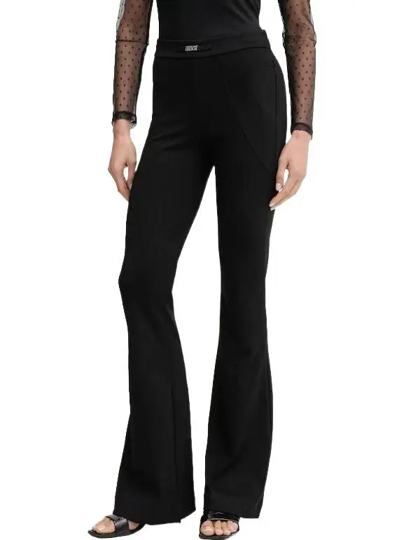 Versace Logo-print Flared Trousers - Black