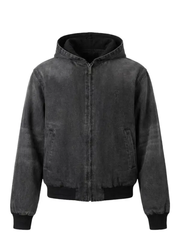 Gucci Reversible Cotton Denim Zip Jacket With Hood - Black