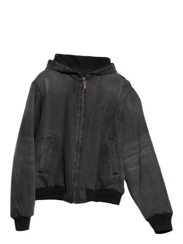 Gucci Reversible Cotton Denim Zip Jacket With Hood - Black